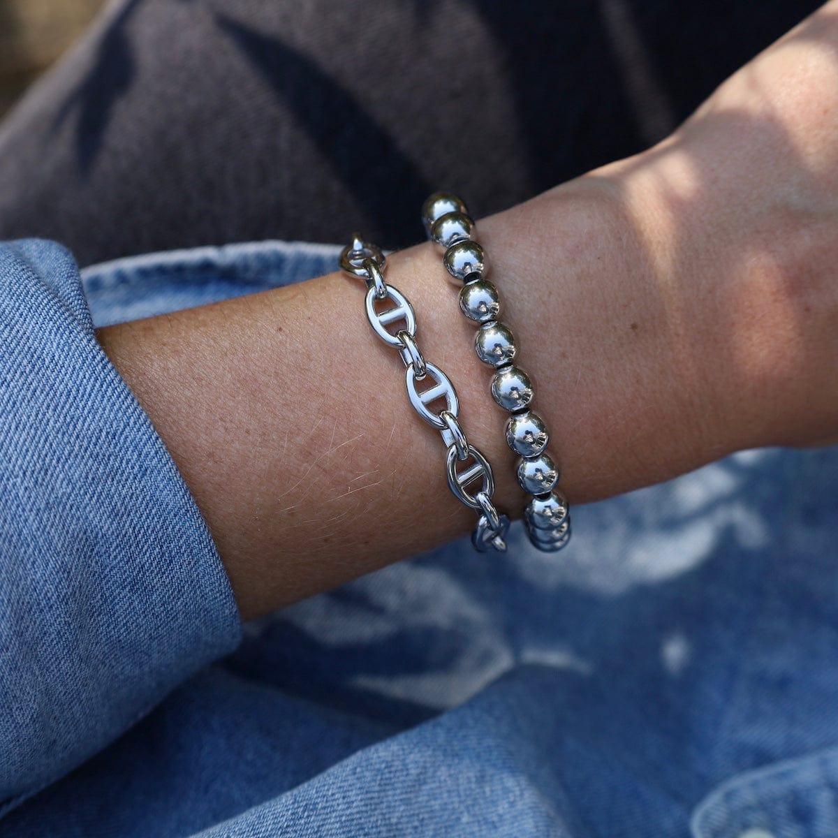24 7 Stretch Plain Ball Costume Bracelet PVD Steel 8mm