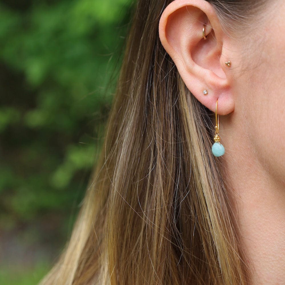 Tiny Gold Fill Amazonite Earrings – Dandelion Jewelry