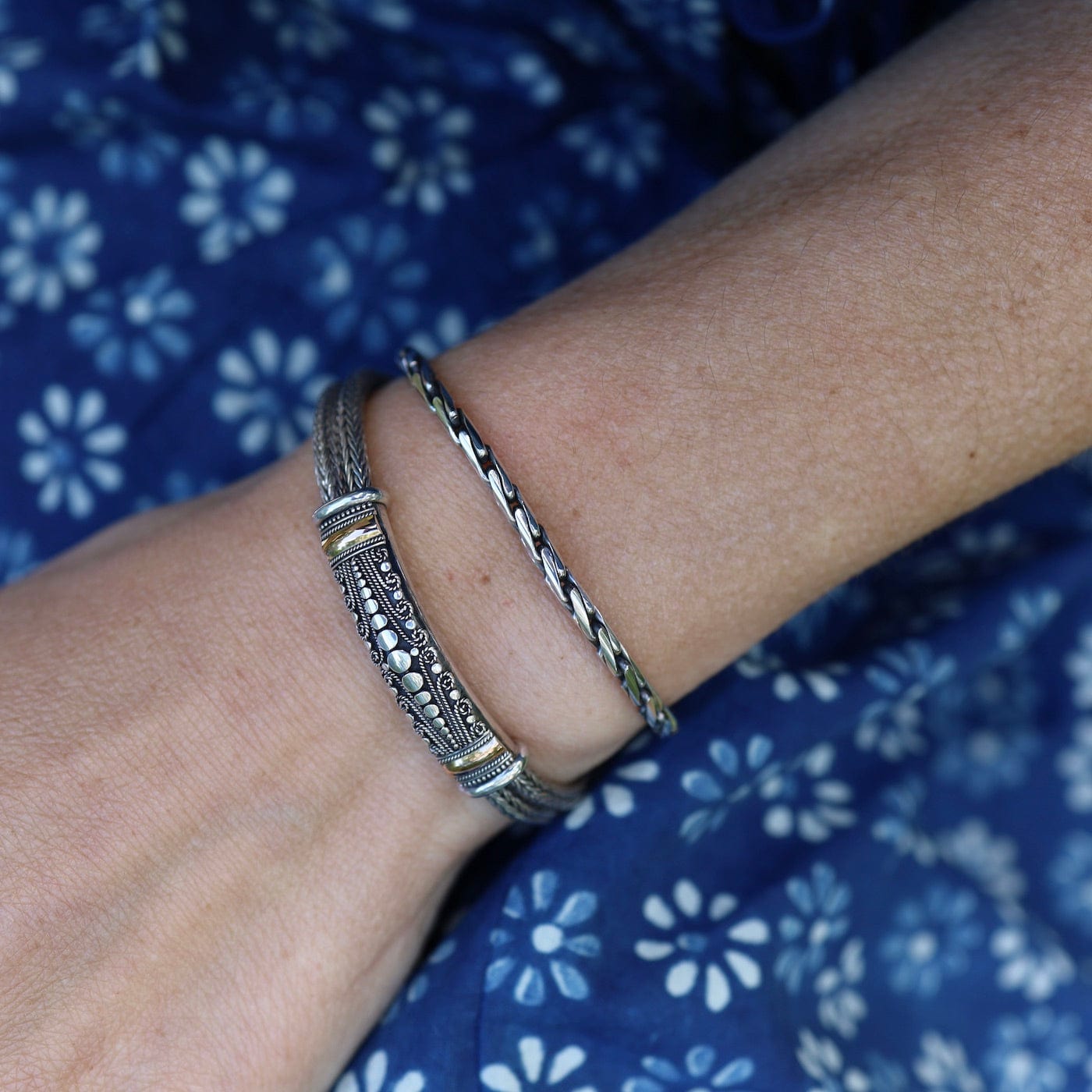 Double Sterling Silver Snake Link Bracelet – Dandelion Jewelry