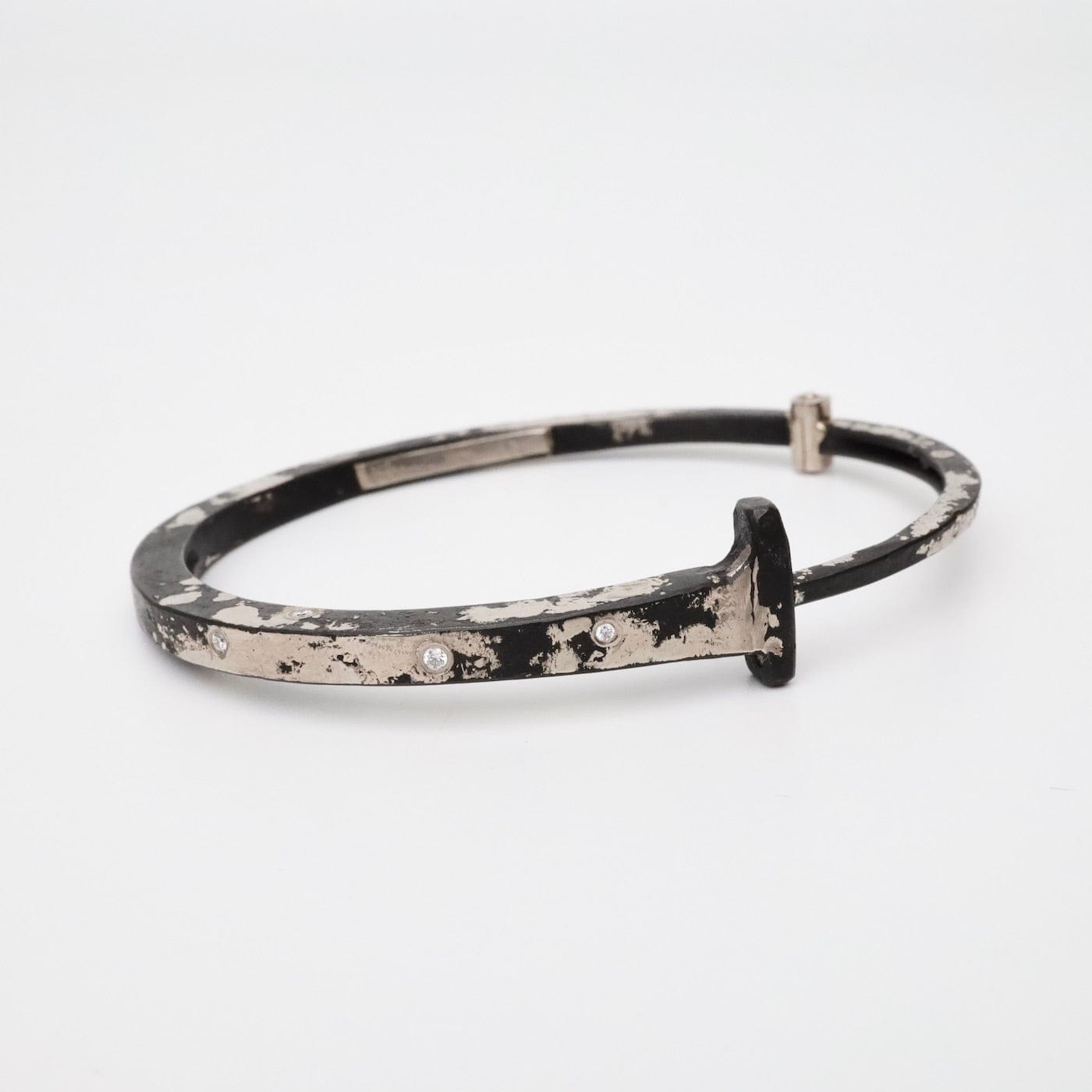 Pat Flynn White Gold Dusted Scattered 9 Diamond Nail Bracelet ...