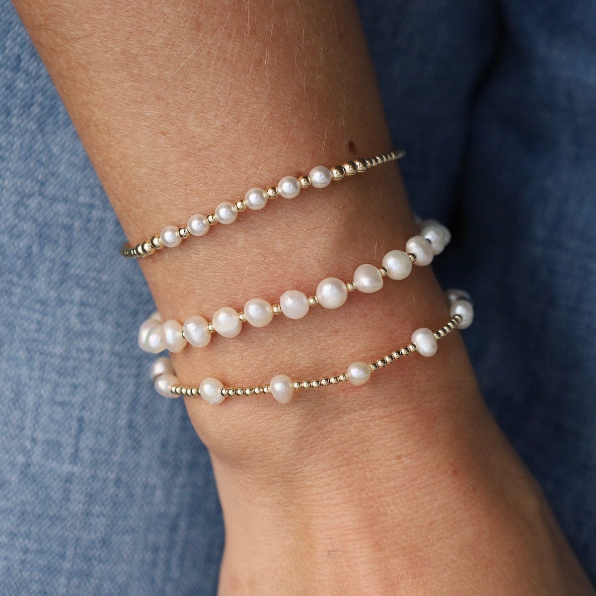 Amelia Gold Filled Beaded Bracelet with Pearls – Dandelion Jewelry
