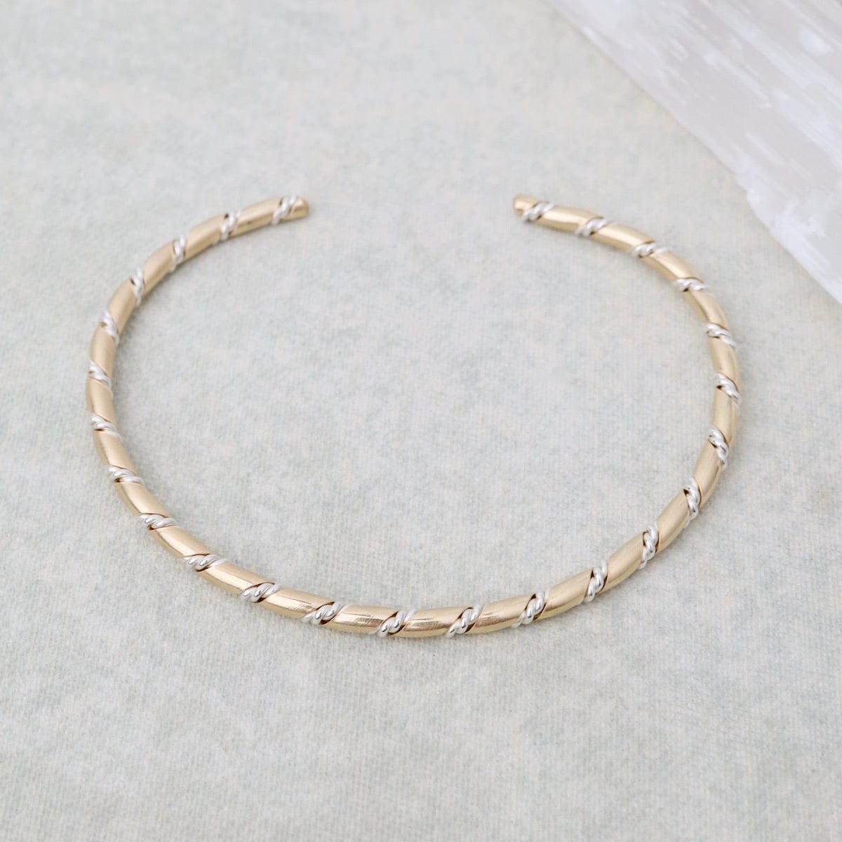 Gold Fill Cuff with Twisted Sterling Silver Rope – Dandelion Jewelry