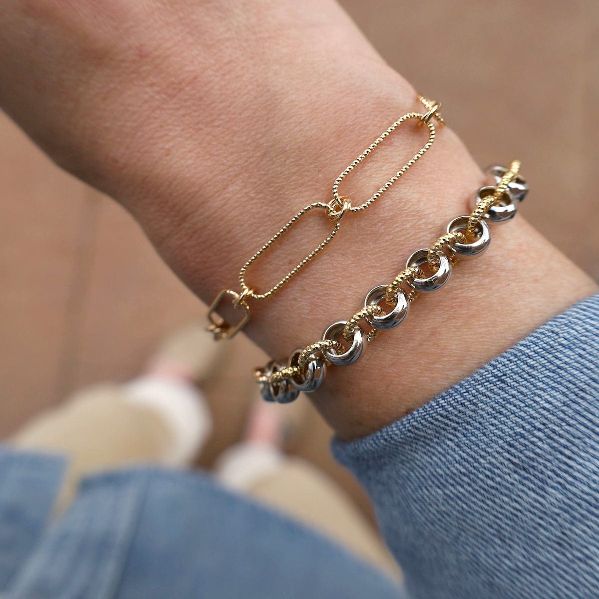 Sterling Silver & Yellow Gold Plated Riley Bracelet – Dandelion Jewelry