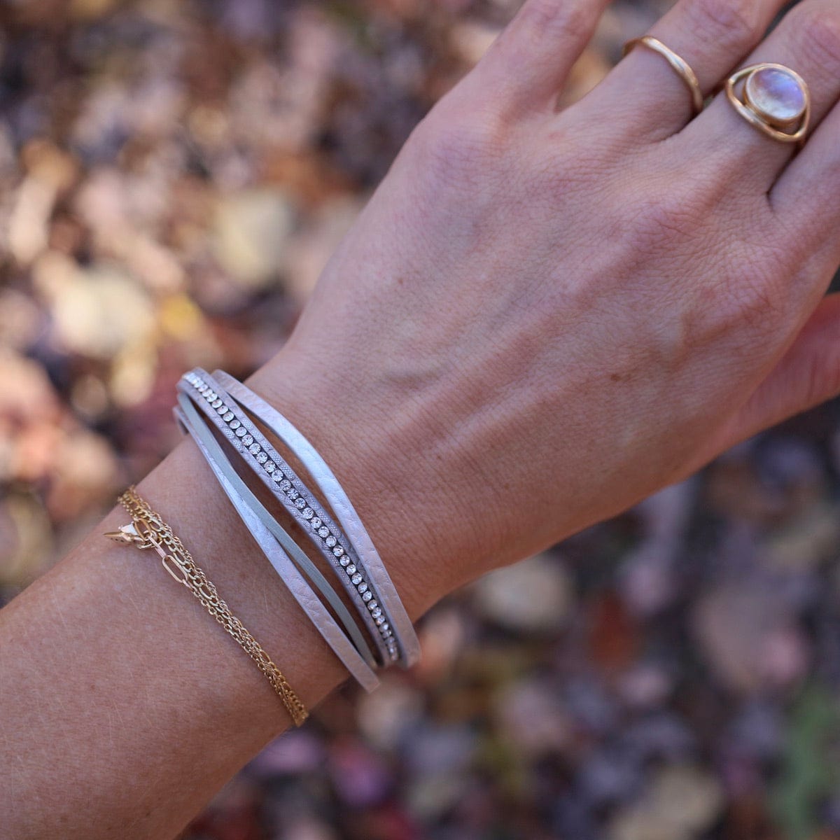 Matte Silver Light Grey Crystal Bracelet – Dandelion Jewelry