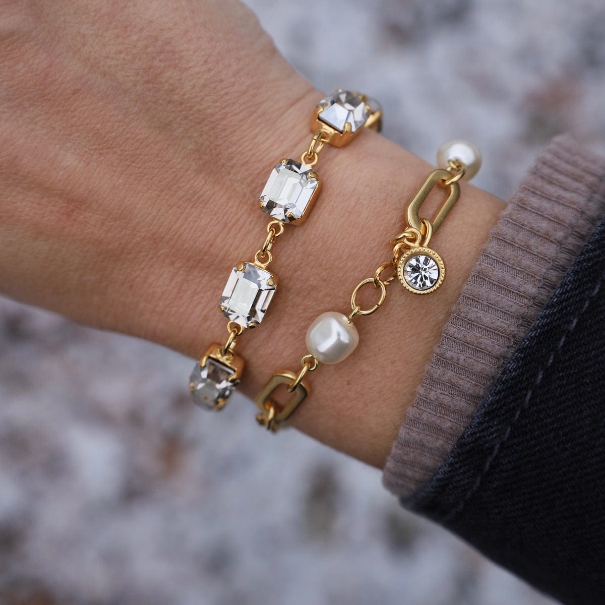 White Crystal Pearl Station Bracelet – Dandelion Jewelry