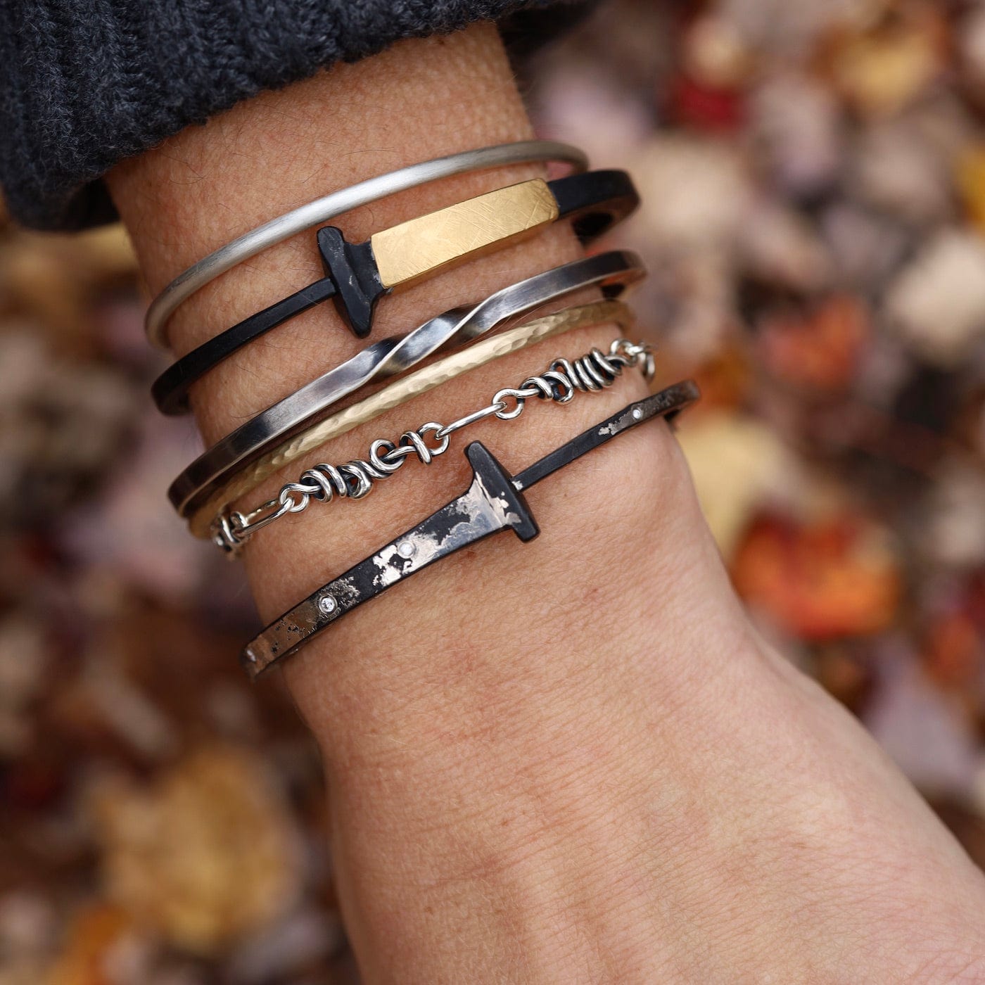 Oxidized Silver Thick Bias Cuff with Partial Twist – Dandelion Jewelry