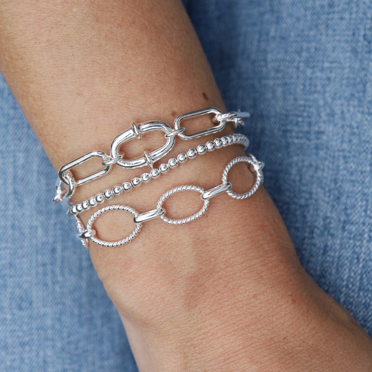 Silver Mixed Twisted Chain Bracelet – Dandelion Jewelry
