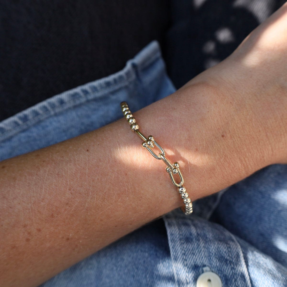 Small Chunky Paperclip and 4mm Gold Filled Ball Bracelet – Dandelion ...