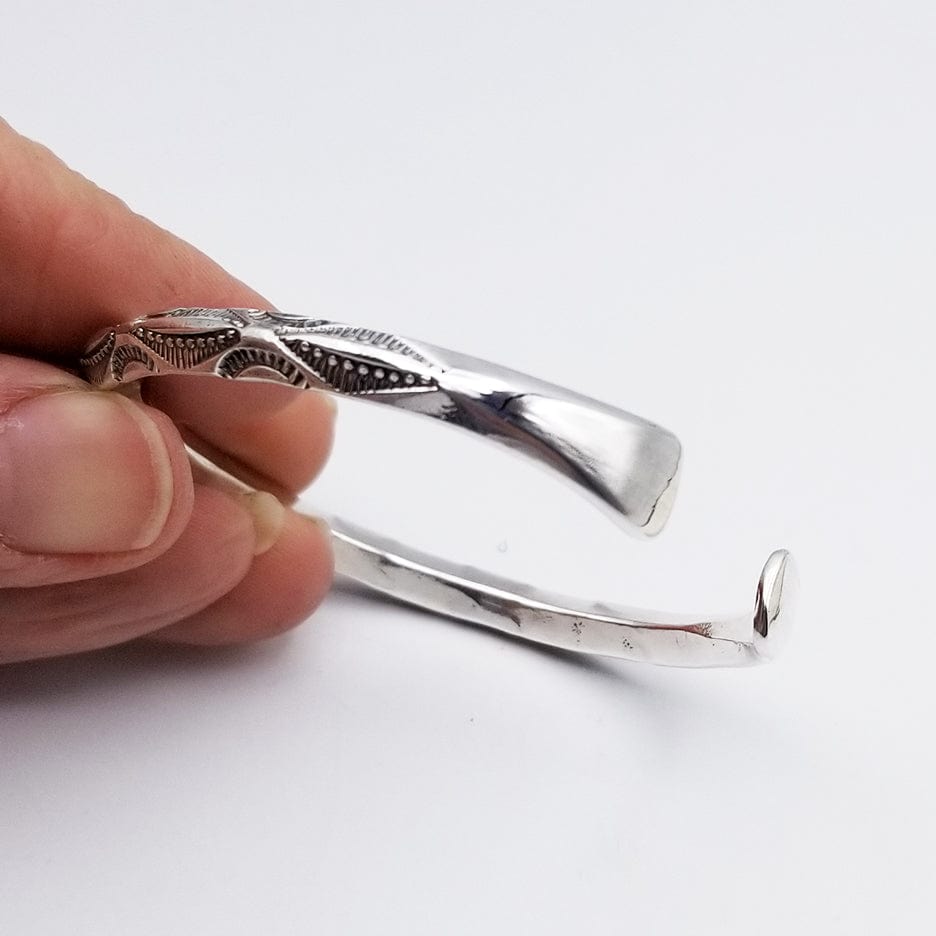 Stamped Knife Edge Cuff with Paddle Ends – Dandelion Jewelry