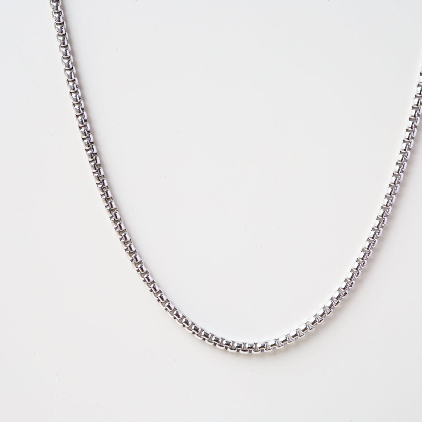 Rhodium Plated Silver Rounded Box Chain - 20" – Dandelion Jewelry