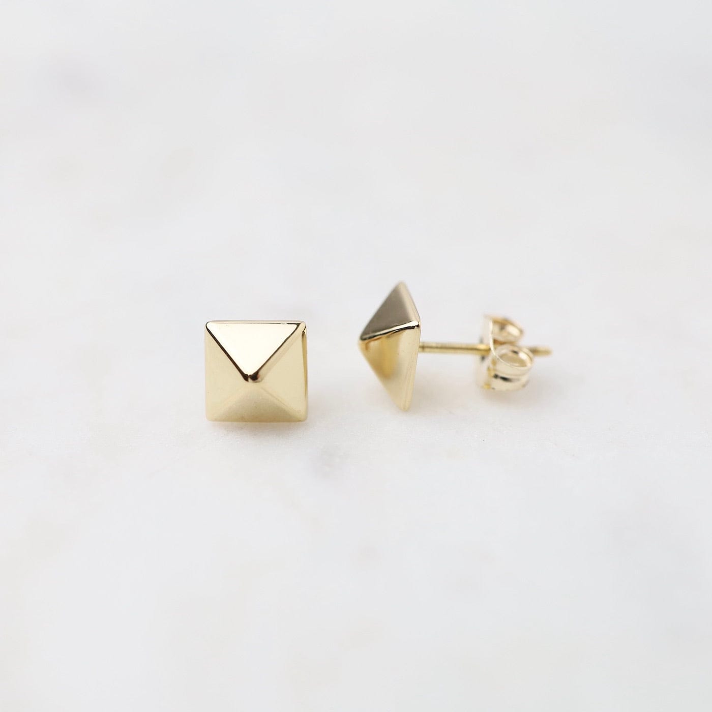 14K Gold Pyramid Post Earring – Dandelion Jewelry