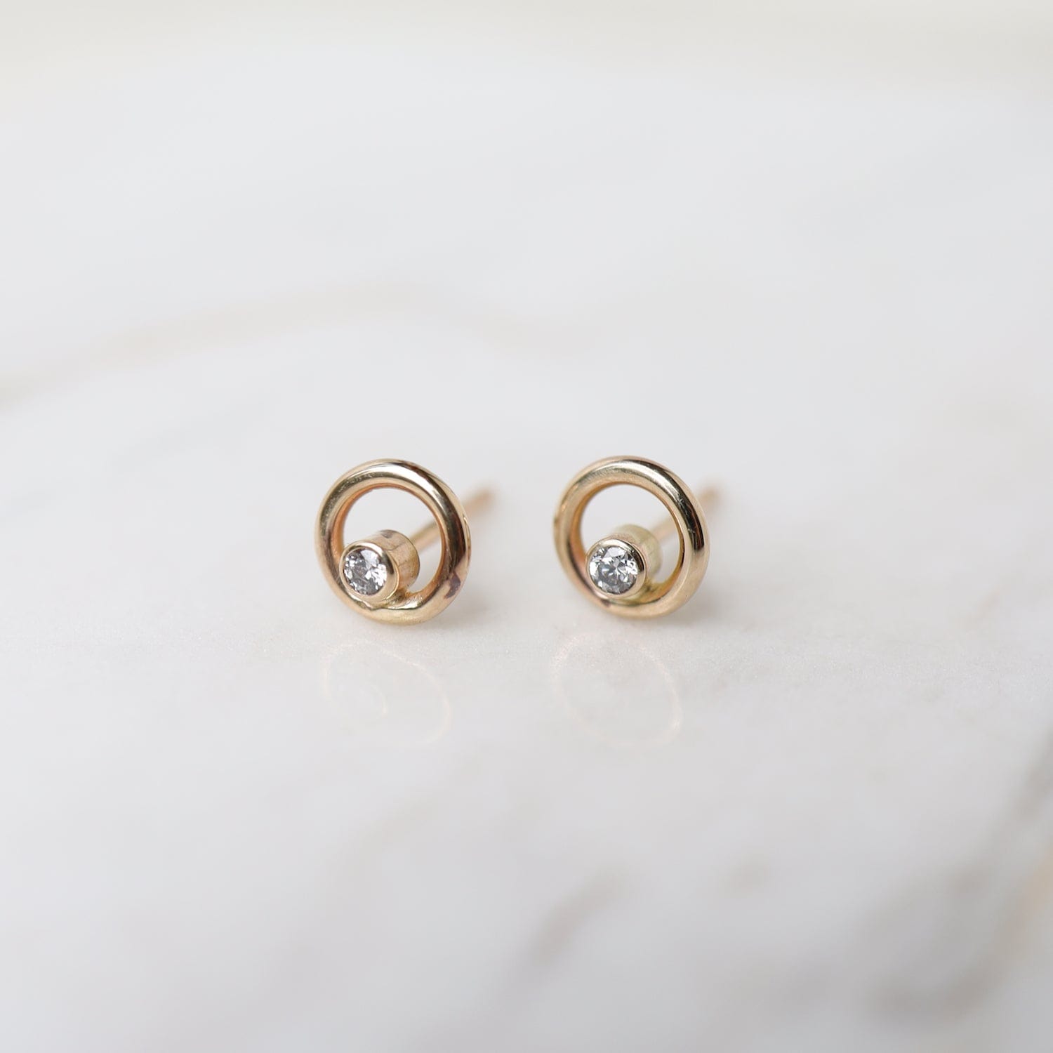 Helios Studs - 14k Gold & White Diamond – Dandelion Jewelry