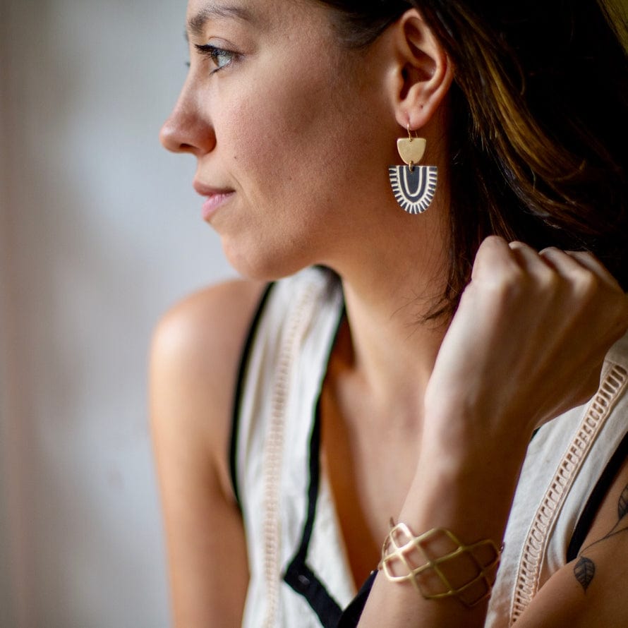 Ama Earrings Brass – Dandelion Jewelry