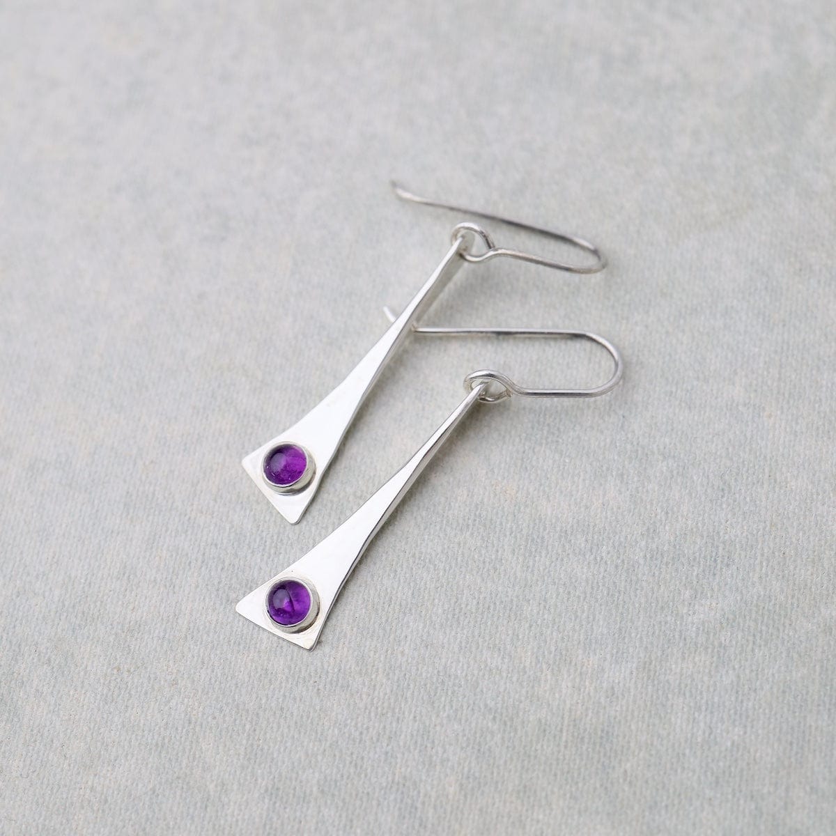 Elongated Triangle Earrings with Amethyst – Dandelion Jewelry