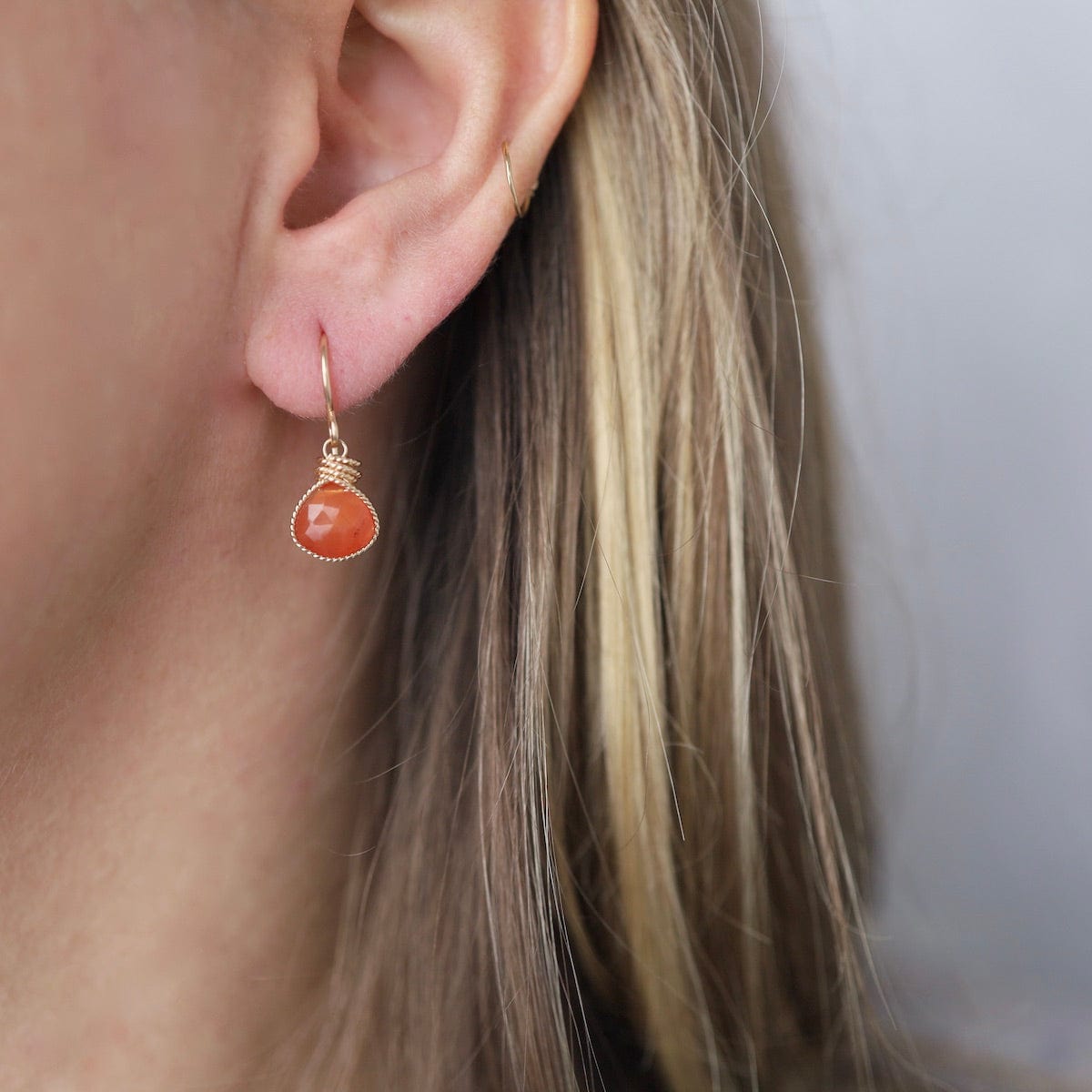 Gold Filled Braided Earrings with Carnelian – Dandelion Jewelry