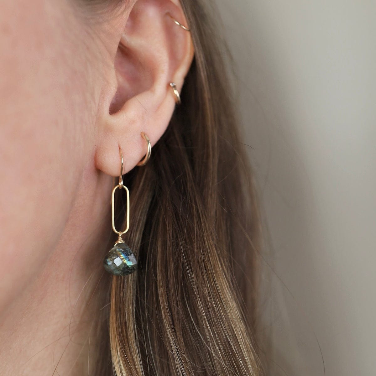 Labradorite on Paperclip Earrings – Dandelion Jewelry