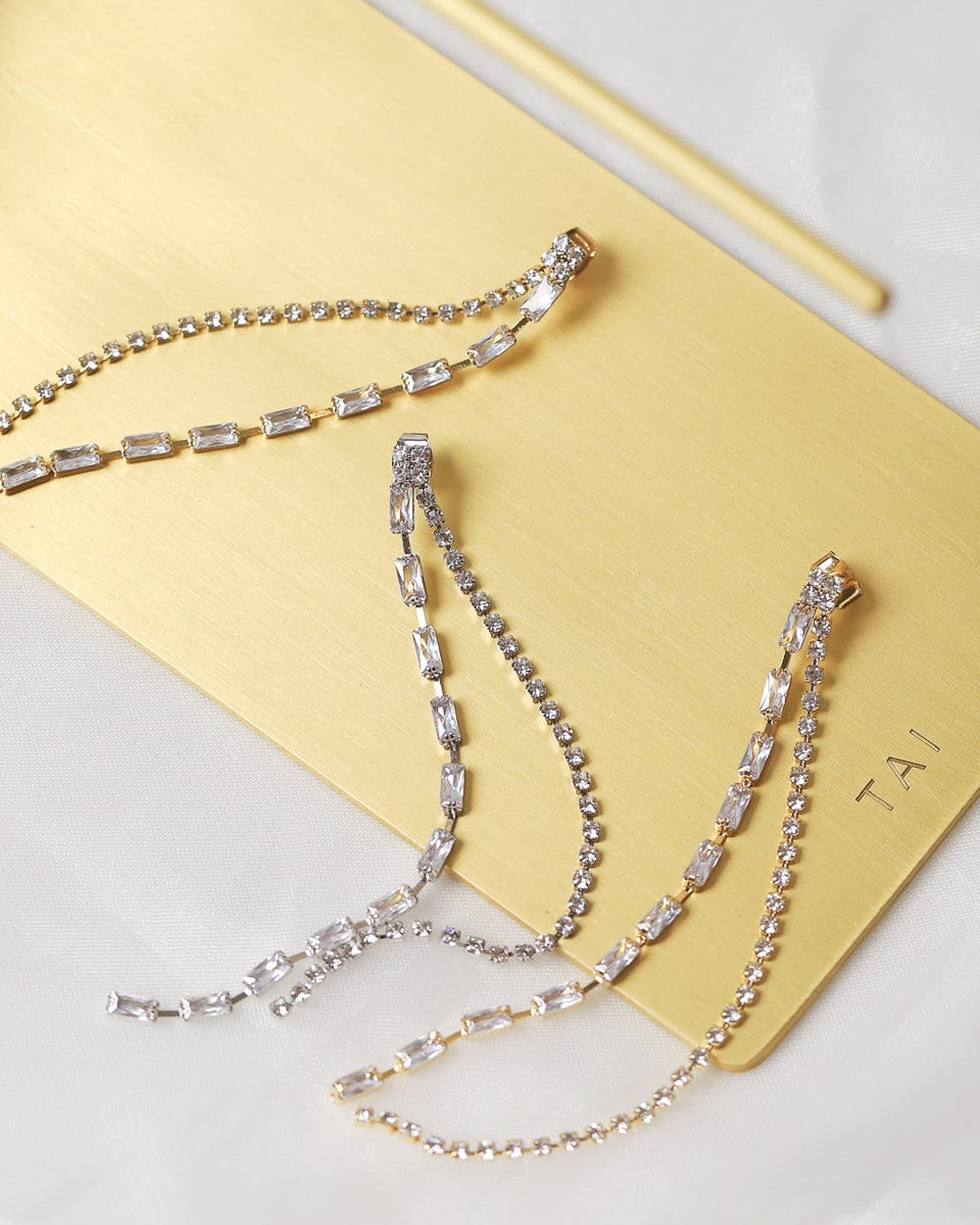Gold Plated Long Double Linear Earrings – Dandelion Jewelry