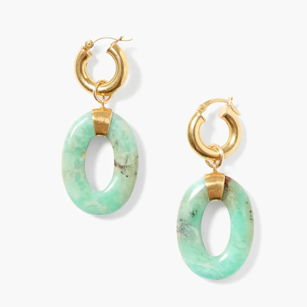 Jordan Hoop Earrings Chrysoprase – Dandelion Jewelry