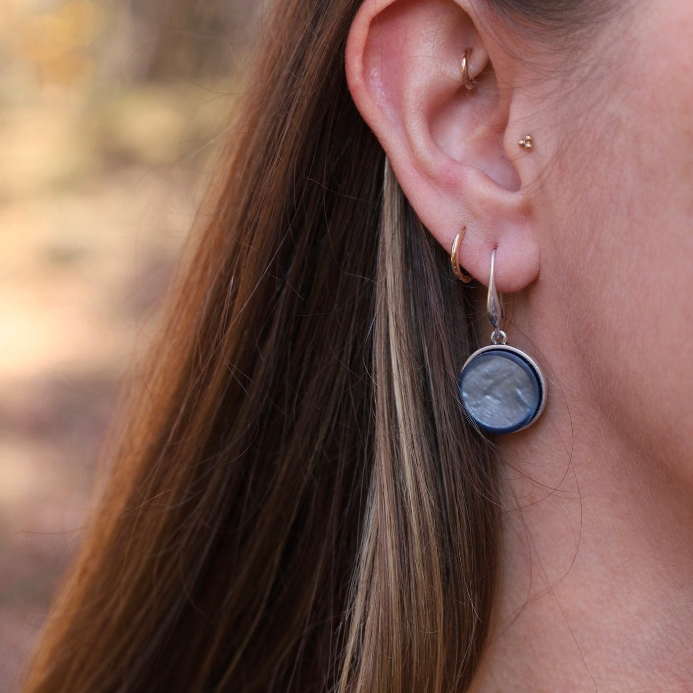 Light Blue Round Earrings – Dandelion Jewelry