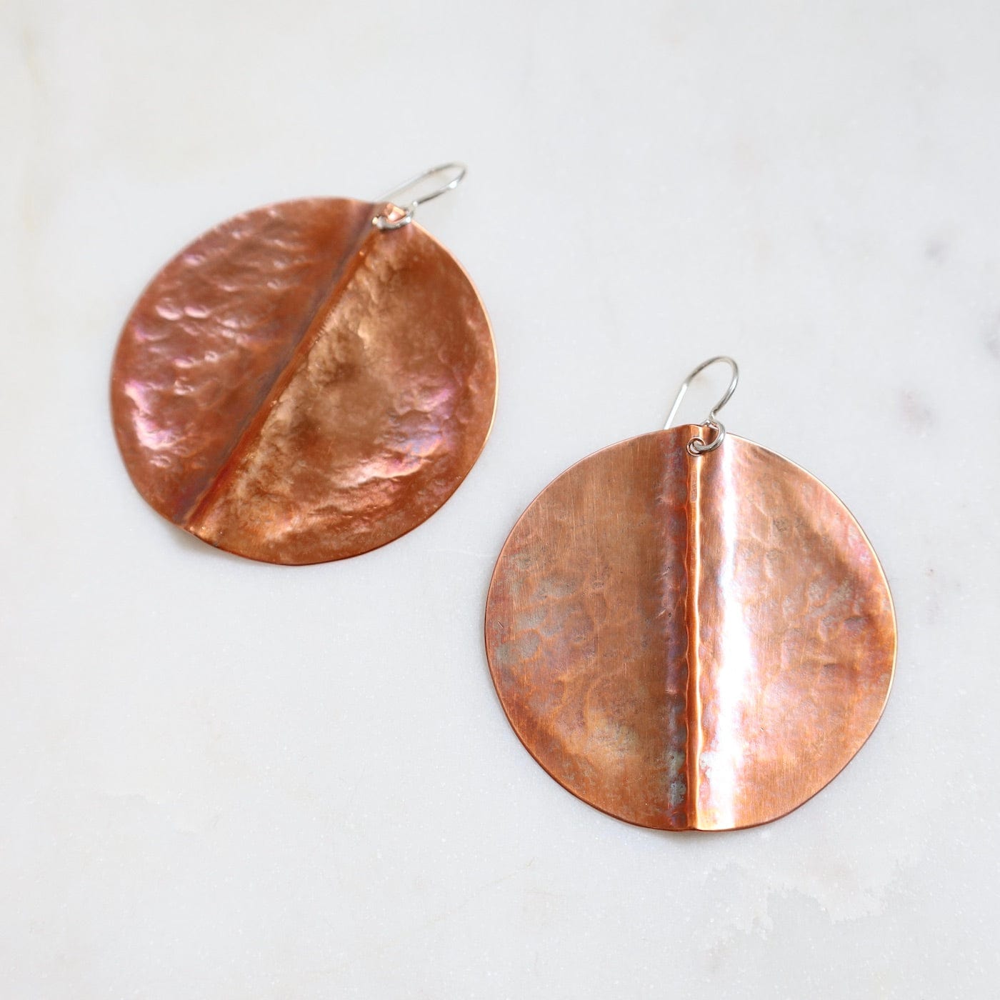 Large Folded Copper Disc Earrings – Dandelion Jewelry