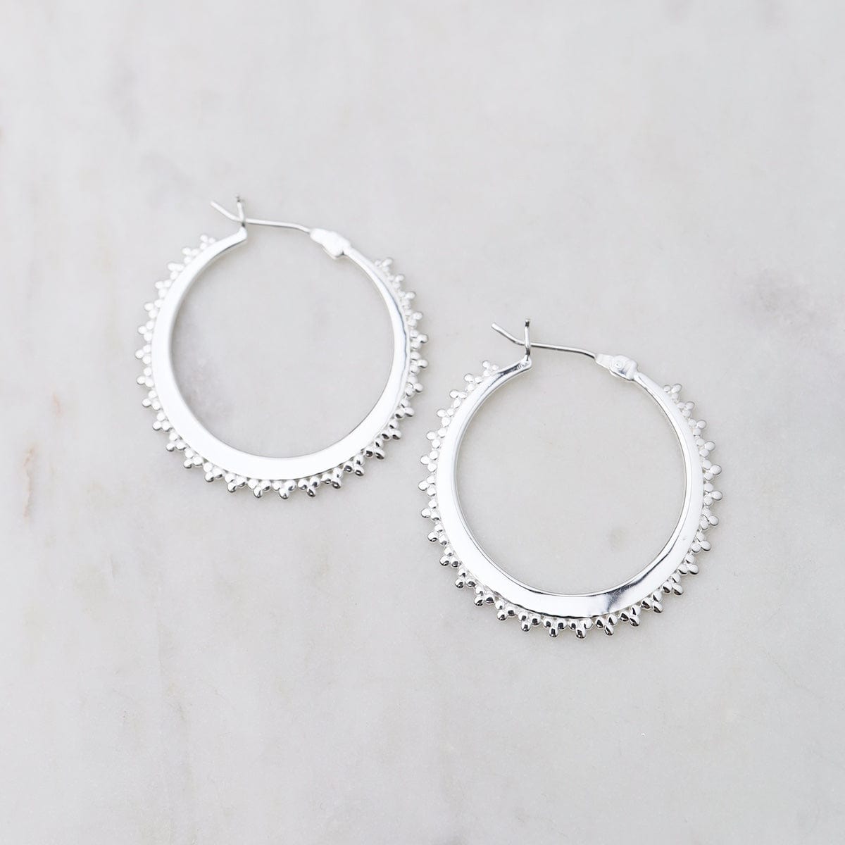 Large Hoops with Granulated Edges - Sterling Silver – Dandelion Jewelry