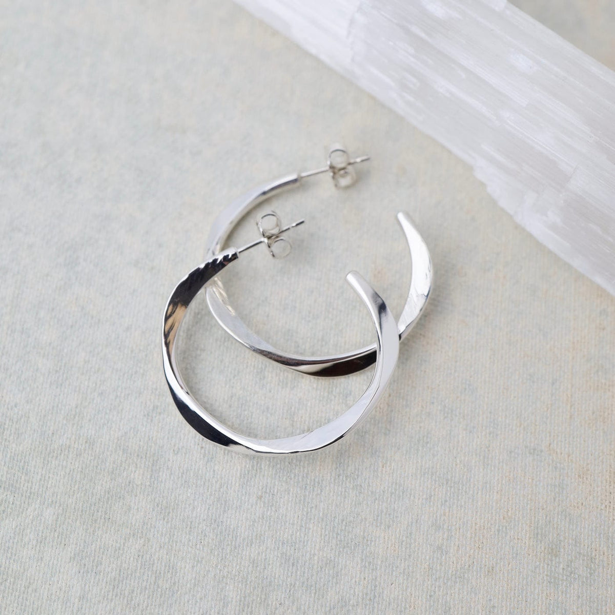 Small Abstract Flattened Curve Hoops – Dandelion Jewelry