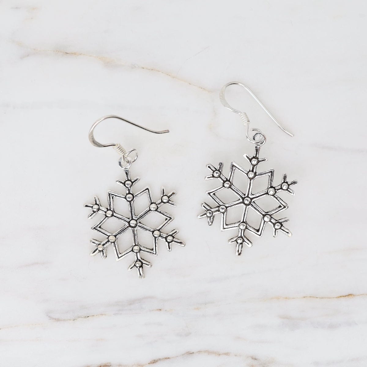 765 Sterling Silver Large Snowflake Drop Earrings