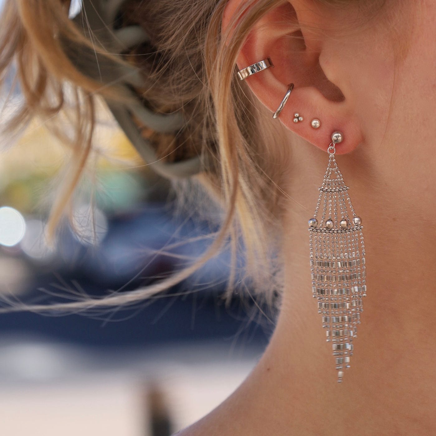 Sterling Silver Woven Large Draped Earrings – Dandelion Jewelry