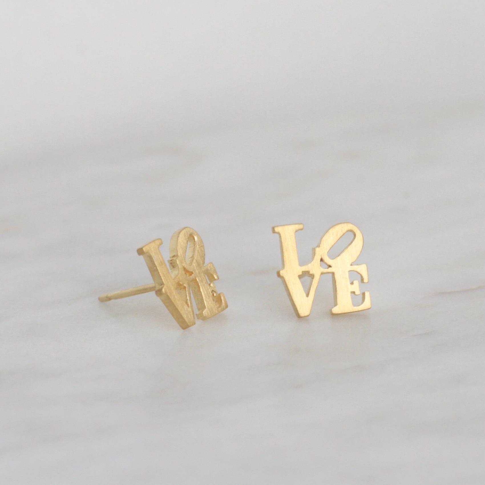 838 Matte Gold Vermeil Love Stud Earrings