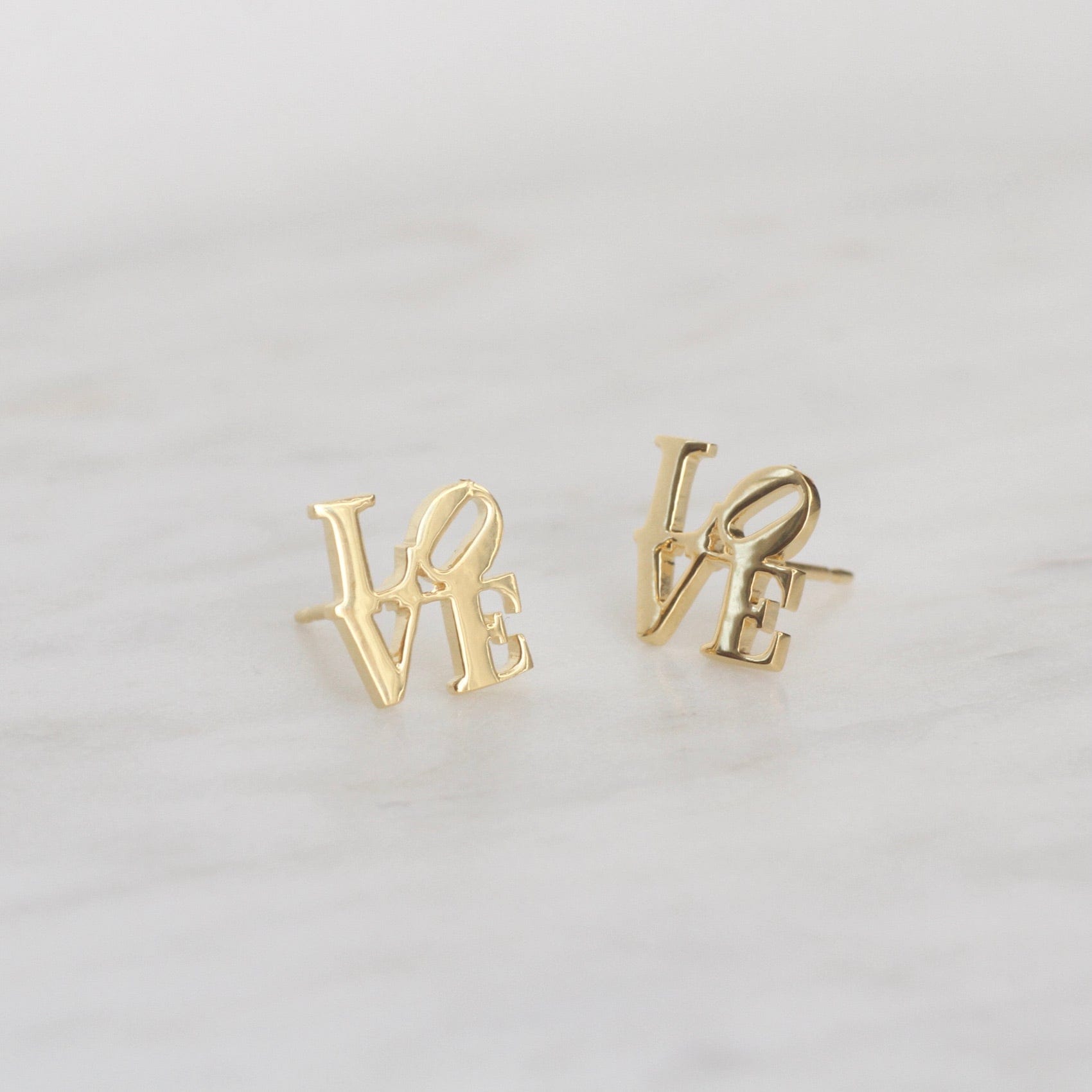 Polished Gold Vermeil LOVE Stud Earrings – Dandelion Jewelry