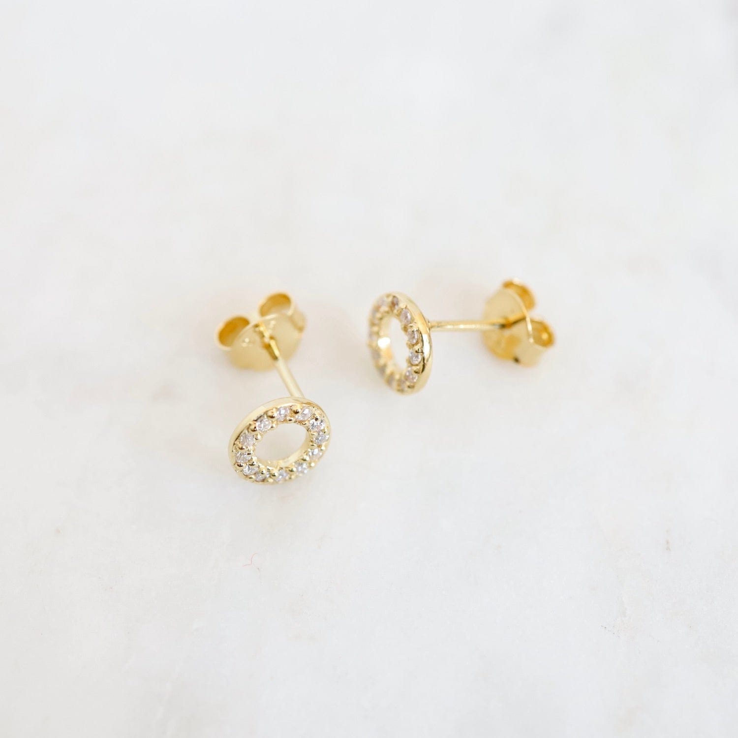 Small CZ Pave Cheerio Stud Earring in Gold Vermeil – Dandelion Jewelry