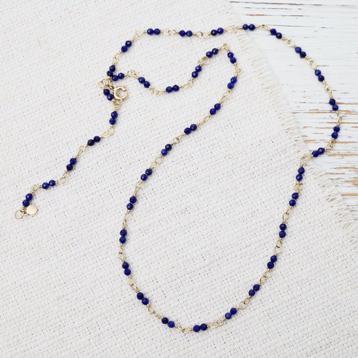 14k Hand-Tied Natural Lapis Gemstone Necklace – Dandelion Jewelry