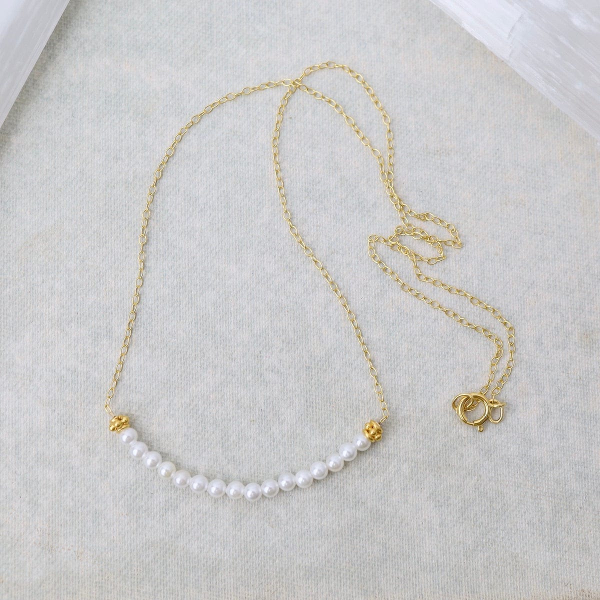 Gold Filled Chain with Gemstone Arc - Pearls – Dandelion Jewelry