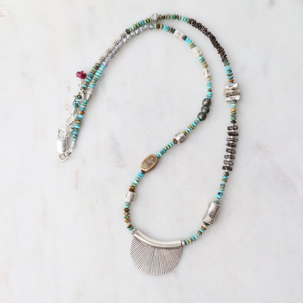 Industrial Turquoise Fan Necklace – Dandelion Jewelry