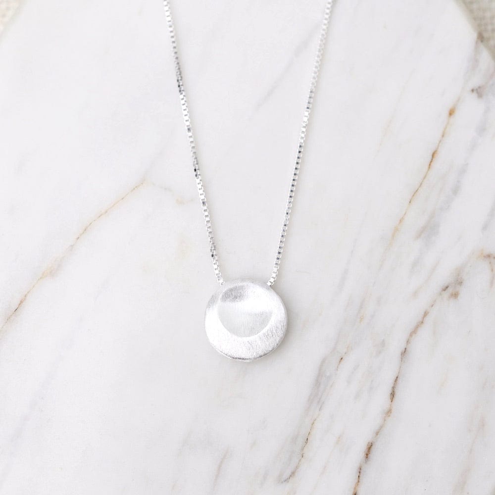 Matte Sterling Silver Dapped Disc Necklace – Dandelion Jewelry