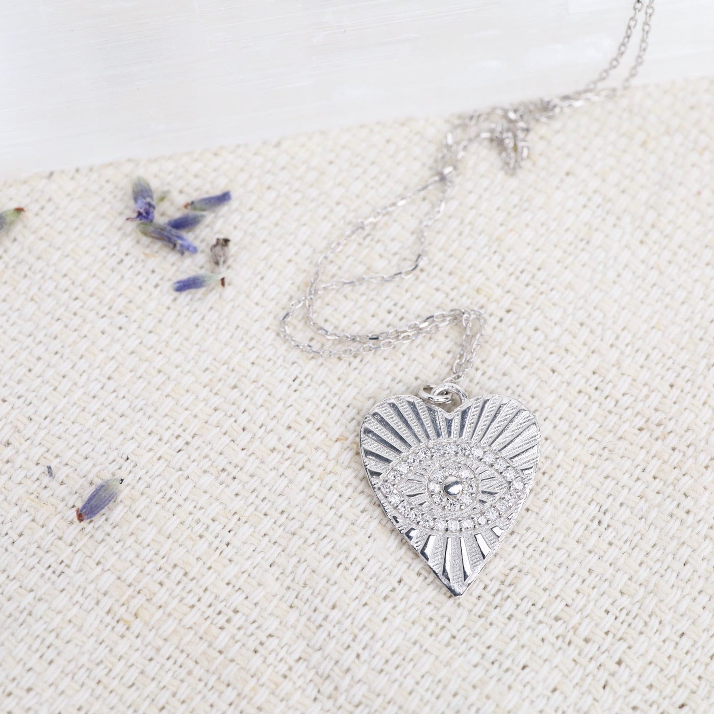 Silver Heart with Evil Eye Necklace – Dandelion Jewelry