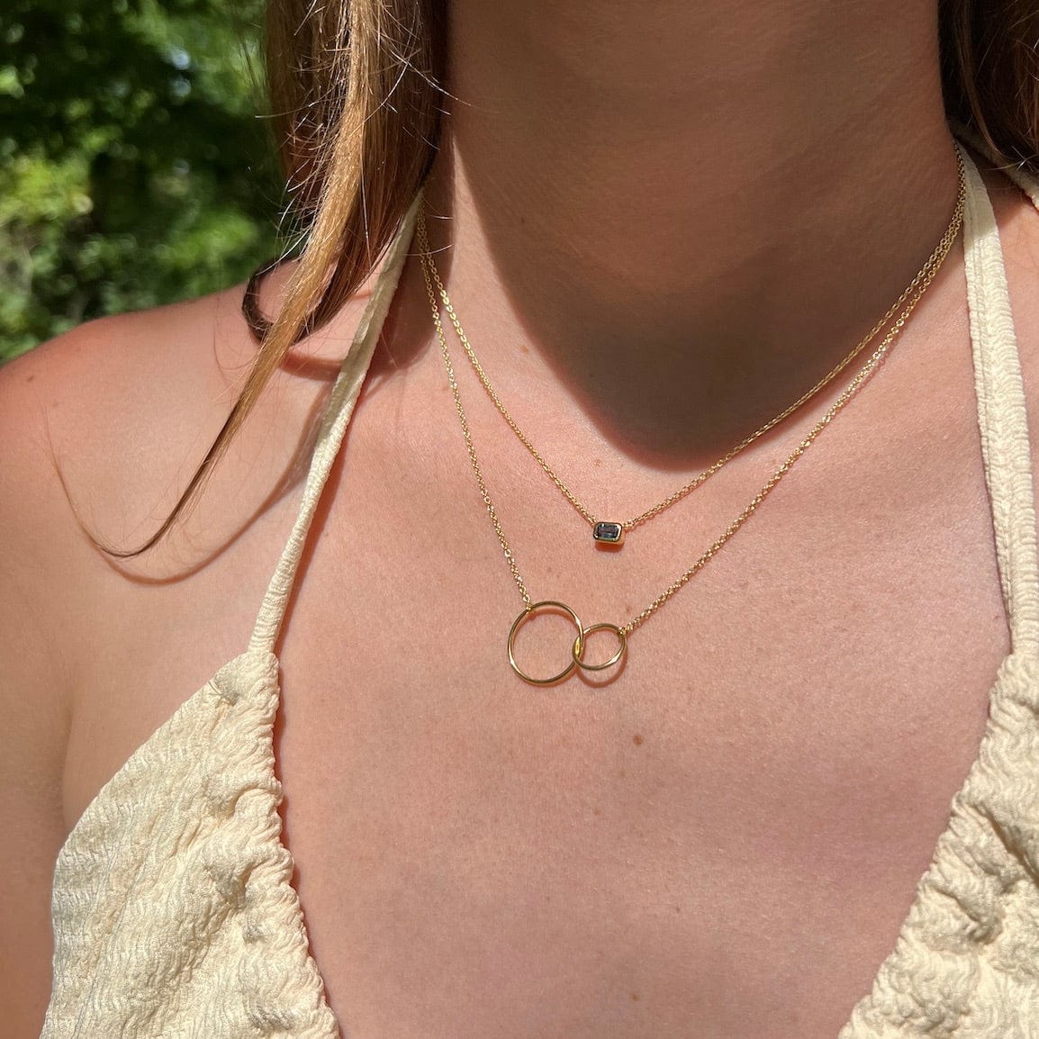 Double circle necklace store