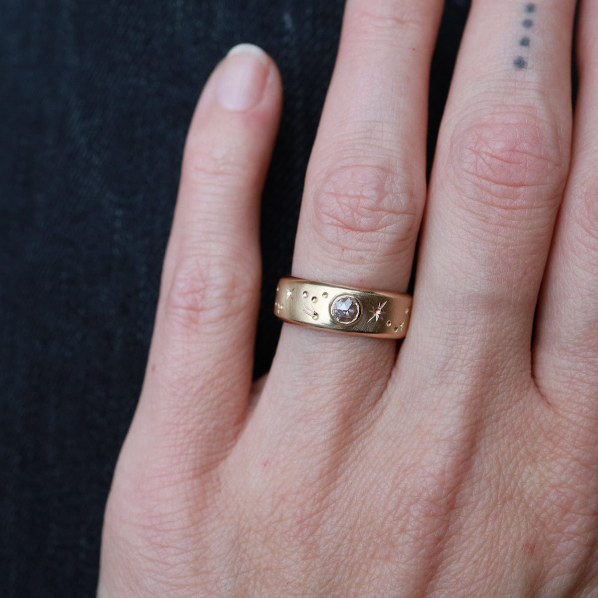 Gold Astraea Ring with White Diamond – Dandelion Jewelry