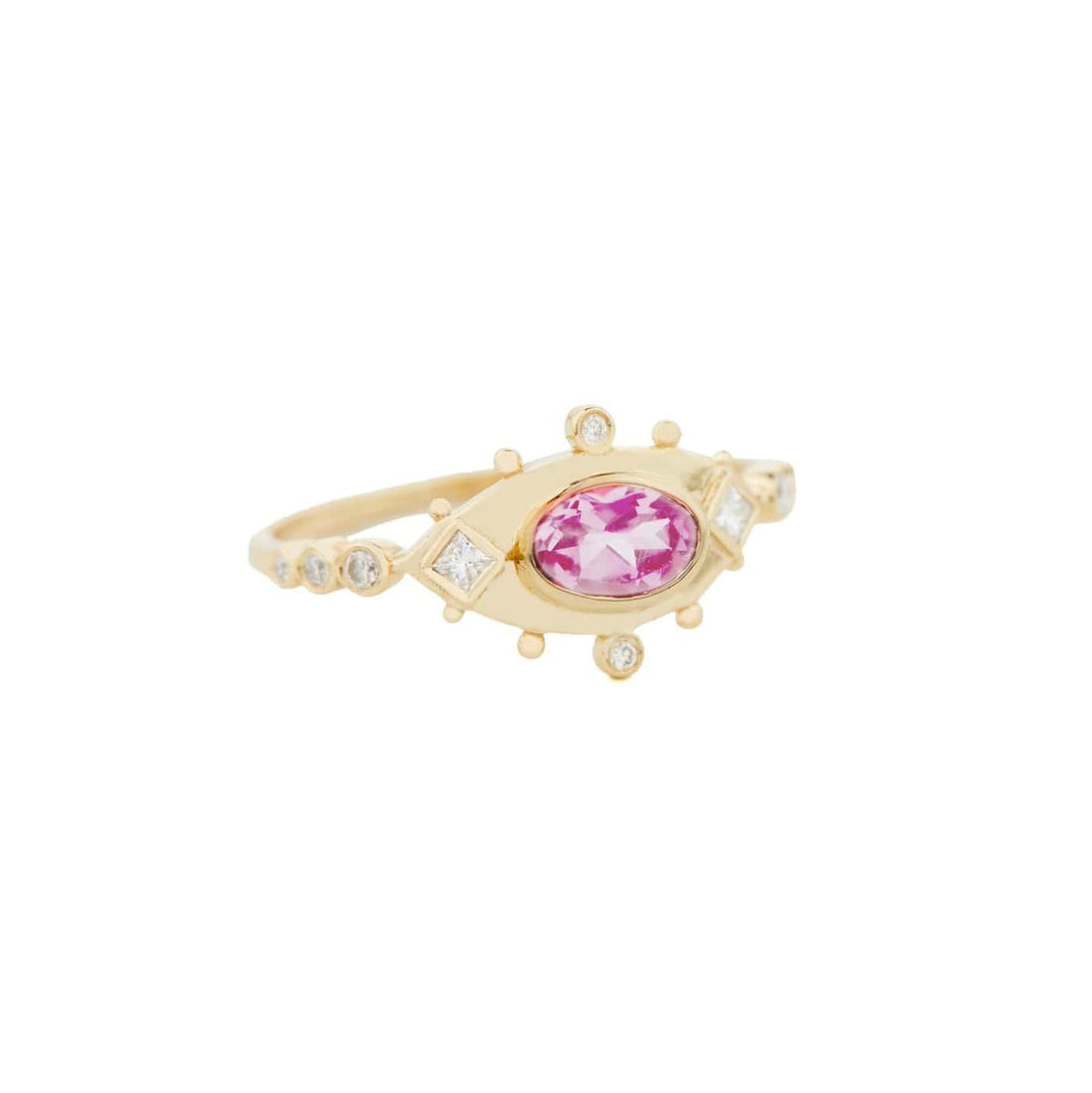Pink Tourmaline & Diamonds Eye Ring – Dandelion Jewelry