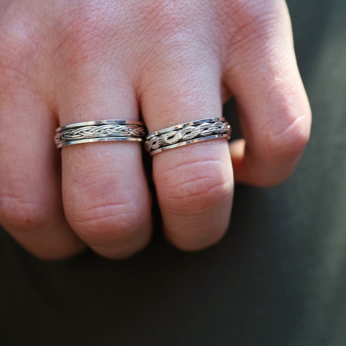 Large Flat Twisted Center Silver Spinner Band – Dandelion Jewelry