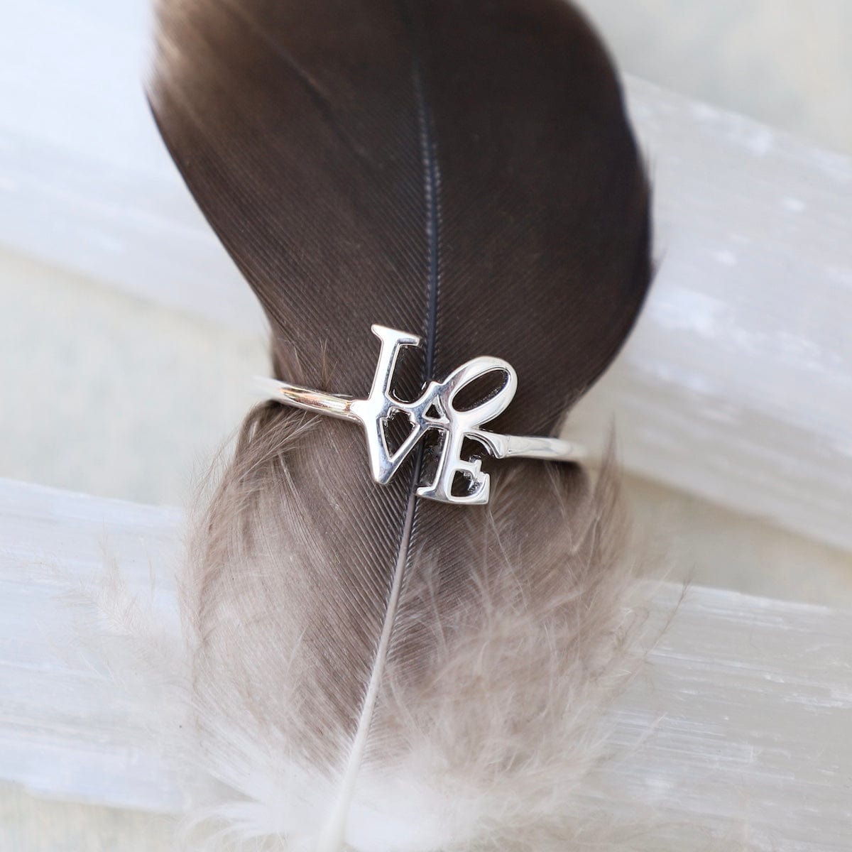 Polished Silver Mini LOVE Ring – Dandelion Jewelry