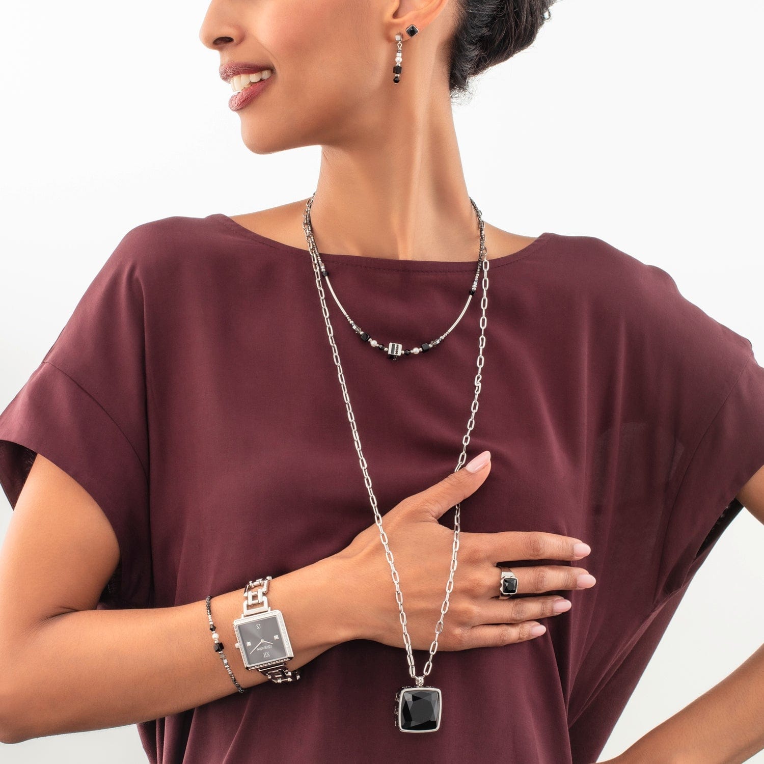 Silver Black Onyx Square Spikes Ring – Dandelion Jewelry