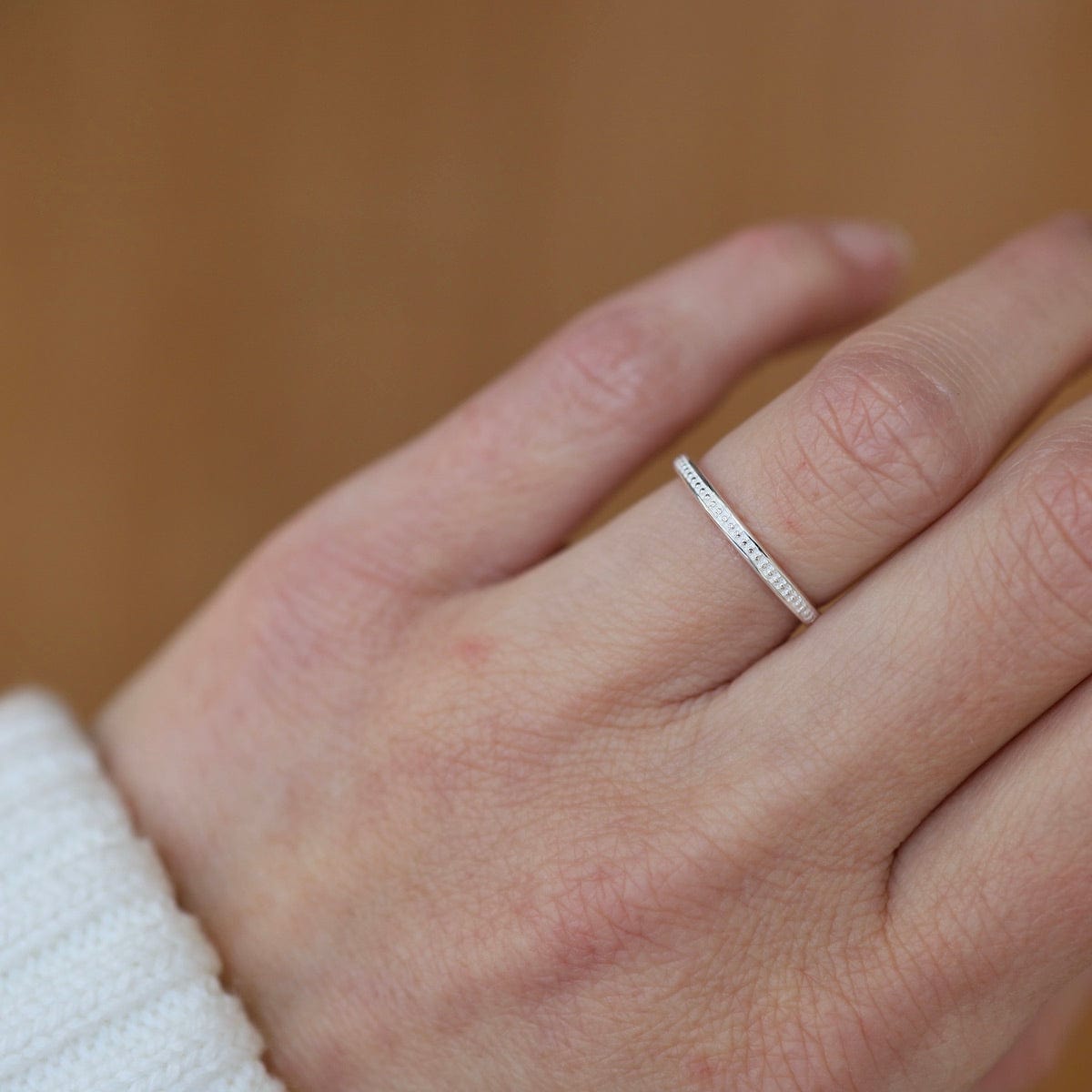 Slim Milgrain Row Band Ring - Sterling Silver – Dandelion Jewelry