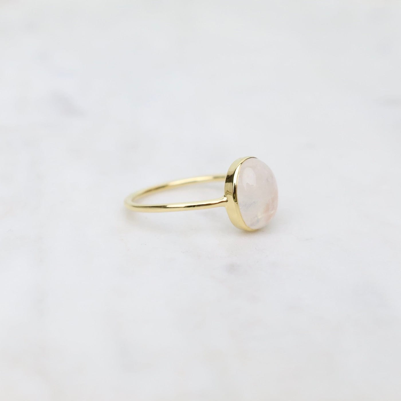 Gold Vermeil Bezel Set Rainbow Moonstone Cabochon Ring – Dandelion Jewelry